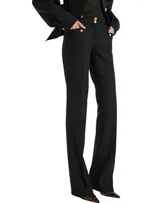 Balmain Pleated Wool Gabardine Trousers - Black