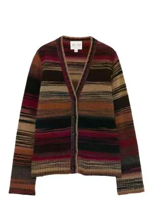 NEERA Striped V-neck Cardigan