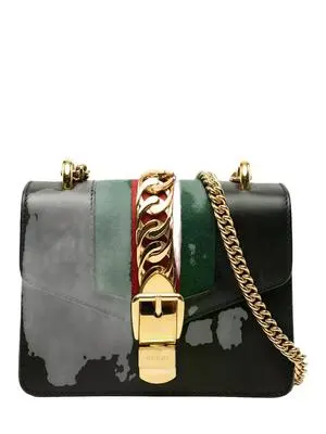 Gucci 2000-2015 Mini Calfskin Web Sylvie Chain Satchel - Black