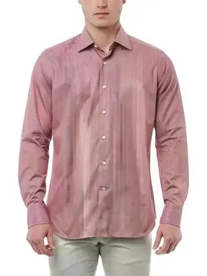 BAGUTTA Striped Cotton Shirt - Red