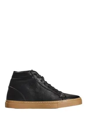 ROBERTO PEPE LUXURY Pebbled-leather High-top Sneakers - Black