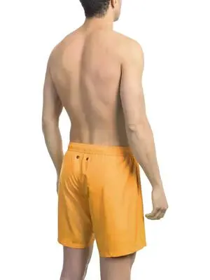 BIKKEMBERGS Stowable Logo-print Drawstring Swim Shorts - Orange