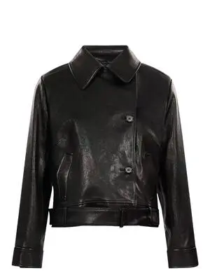 Magda Butrym Belted Leather Jacket Black