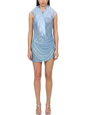 Giuseppe Di Morabito Feather-trim Ruched Mini Dress Blue