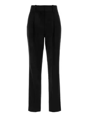 Balmain Pleated Wool Trousers - Black