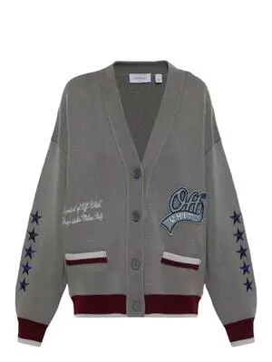 Off-White Logo-patch Wool Cardigan Grey
