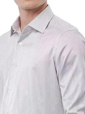 BAGUTTA Striped-pattern Slim-fit Shirt - White