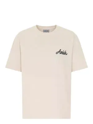 AMISH SUPPLIES Graphic-print Logo-embroidered T-shirt - Neutrals