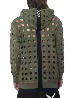 NICOLÒ BERETTA Cutout-knit Hoodie - Green