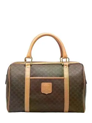 Celine 2013 Macadam Coated Canvas Boston Bag - Brown