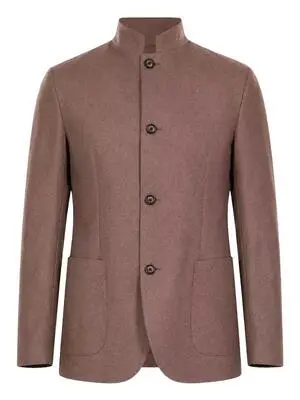 Eleventy Mandarin-collar Single-breasted Suit - Brown
