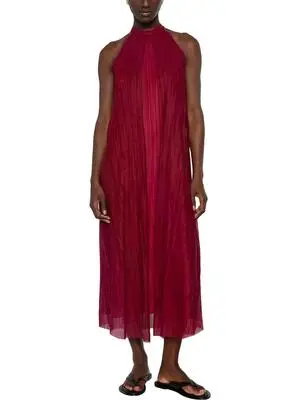 GONGDID DESIGN Plissé-effect Halter-neck Midi Dress