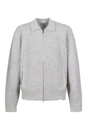 CEDARWOOD Distressed Waffle-knit Cardigan - Grey