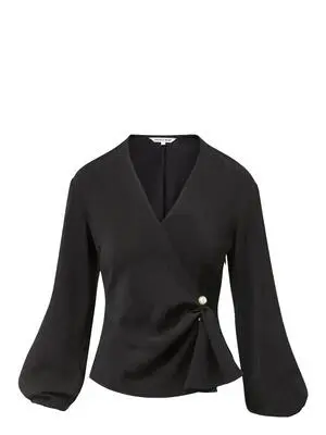 VERONICA BEARD Drew Faux-pearl Wrap Blouse