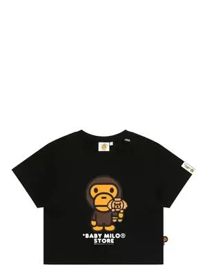 A BATHING APE Baby Milo Graphic-print Cropped T-shirt - Brown