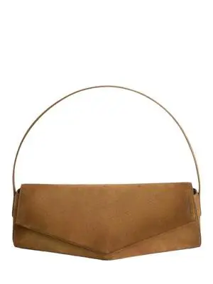 JIL SANDER Kante Suede Shoulder Bag - Brown