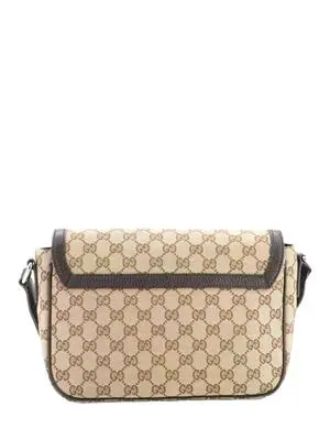 Gucci Flap Messenger Bag Gg Canvas Small Crossbody Bag - Brown
