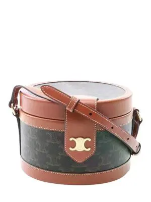 Celine 2010-2026 Medium Triomphe Coated Canvas Tambour Crossbody Bag - Brown