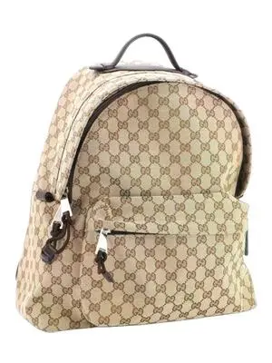 Gucci Zip Front Pocket Gg Canvas Medium Backpack - Brown
