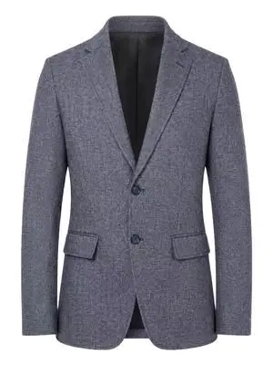 FERRI Herringbone Notch-lapel Blazer - Blue
