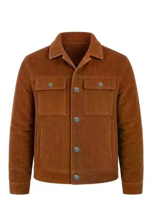 ROBERTO PEPE LUXURY Corduroy-texture Cotton Jacket - Brown