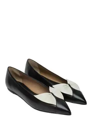 FERRAGAMO Bow-detail Pointed-toe Ballet Flats - Black