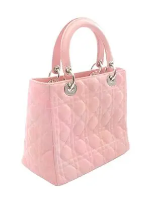 Dior 2000s Medium Lady Dior Cannage Tote Bag Pink