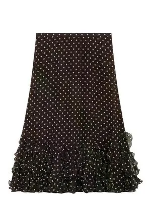 Valentino Garavani Polka-dot Ruffled Skirt - Brown