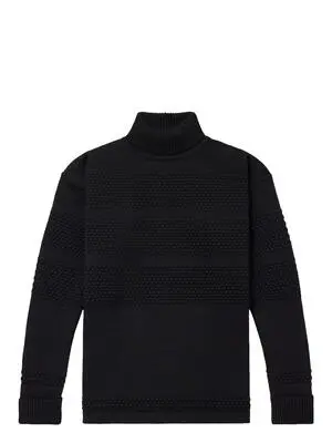 S.N.S. HERNING Textured Virgin Wool Rollneck Sweater - Black