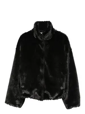 FORTE_FORTE Faux Fur Bomber Jacket - Black