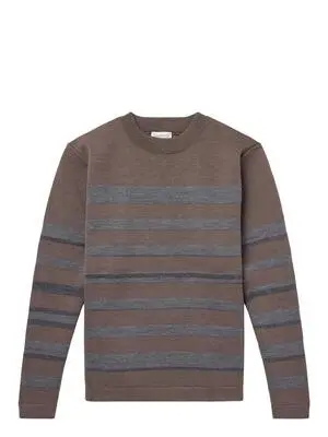 S.N.S. HERNING Given Striped Wool Sweater - Brown