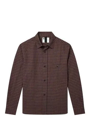 MARGARET HOWELL Mhl. Overall Checked Cotton And Linen-blend Shirt - Brown