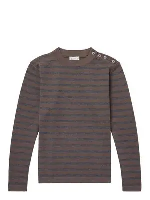 S.N.S. HERNING Naval Striped Virgin Wool Sweater - Brown