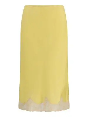 SAINT LAURENT Saint Laurent Women Satin Midi Skirt With Lace Inserts
