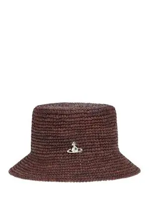 VIVIENNE WESTWOOD Orb Raffia Bucket Hat - Brown