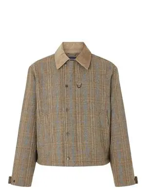 FRIZMWORKS Corduroy-trimmed Checked Wool Jacket - Neutrals