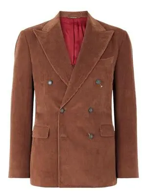 CANALI Canali - Capri Double-Breasted Cotton-Corduroy Blazer - Men - Brown 