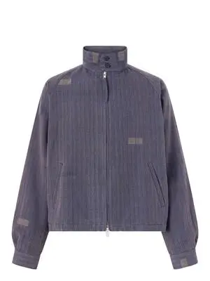 KARDO Stanley Embroidered Pinstriped Cotton Bomber Jacket - Blue