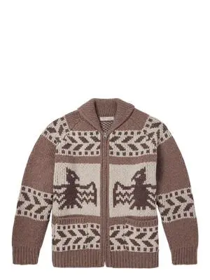 FRIZMWORKS Thunderbird Wool-blend Jacquard Zip-up Sweater - Brown