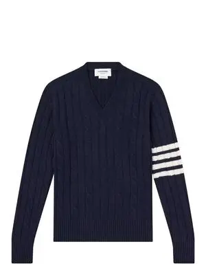 Thom Browne Thom Browne - 4-Bar Stripe Cable-Knit Cashmere Sweater - Men - Blue - 1 Navy