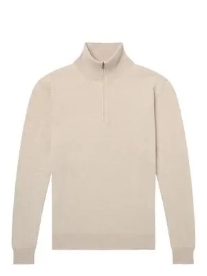 Massimo Alba Liam Cashmere Half-zip Sweater - Beige
