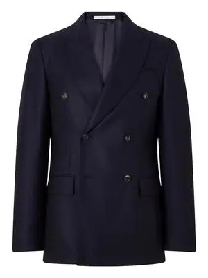 Gabriela Hearst Angelo Double-breasted Wool And Cashmere-blend Flannel Suit Jacket - Blue