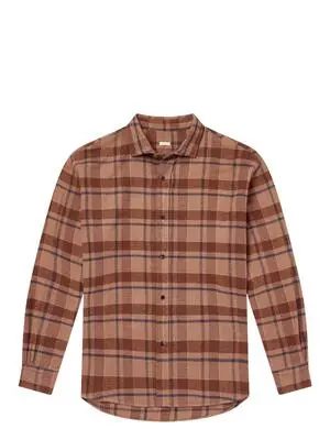 A.PRESSE A.PRESSE - Checked Cotton And Silk-Blend Twill Shirt - Men - Brown - 2 Brown