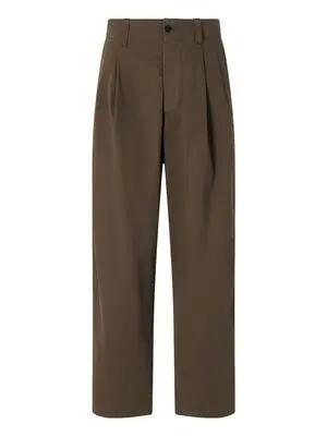 MARGARET HOWELL Mhl. Straight-leg Pleated Cotton Trousers - Brown