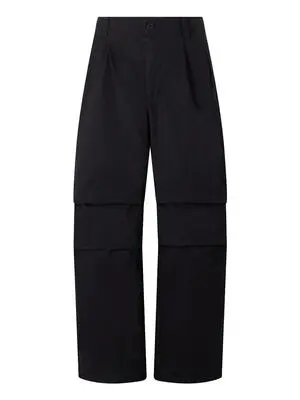 MARGARET HOWELL Mhl. Wide-leg Pleated Cotton-poplin Trousers - Black