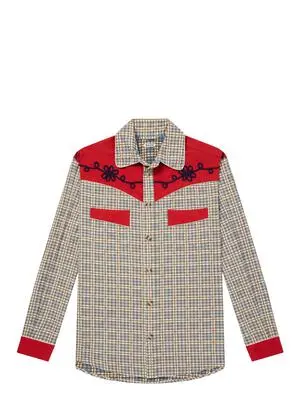 BODE River City Western Checked Cotton Shirt - Red