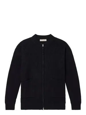 FRIZMWORKS Ribbed Wool-blend Zip-up Sweater - Black