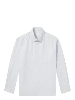 A.p.c. Mateo Striped Logo-embroidered Cotton-poplin Shirt - Blue