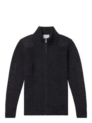 S.N.S. HERNING Robust Merino Wool Zip-up Sweater - Black