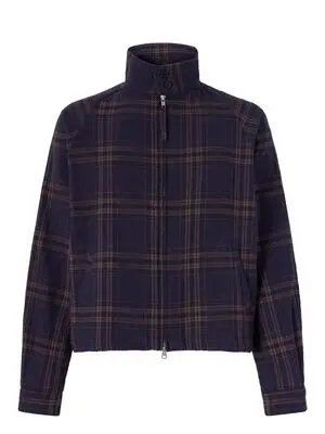 KARDO Stanley Embroidered Checked Cotton Bomber Jacket - Blue